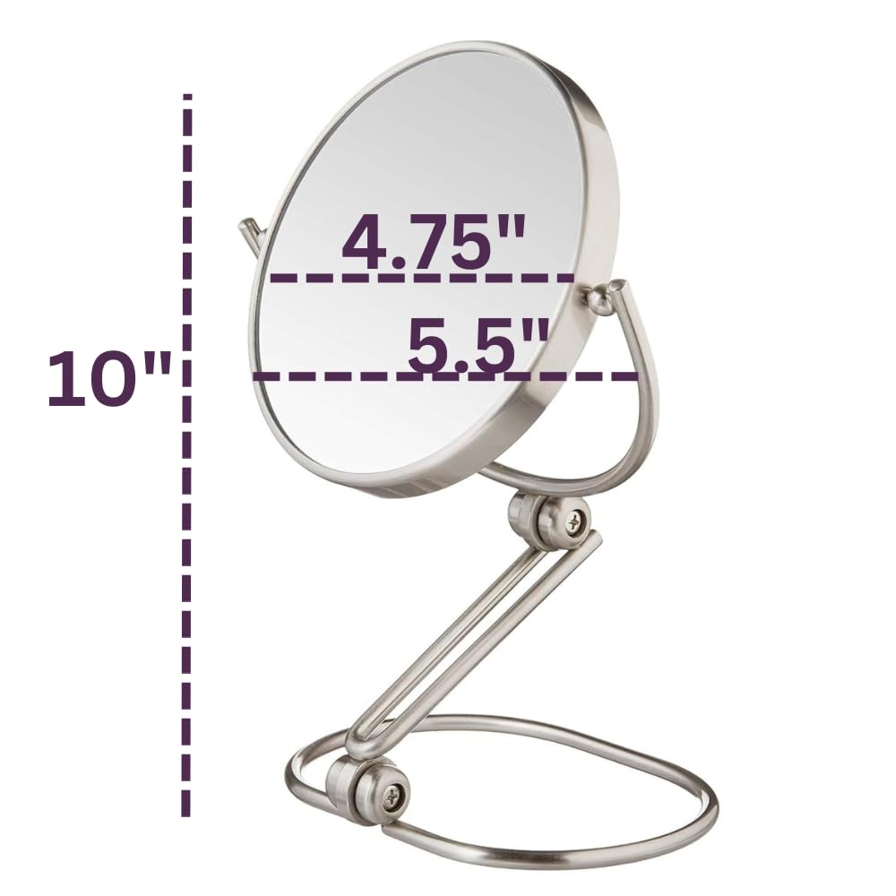 JERDON Folding Travel Makeup Vanity Mirror - Portable 6” Diameter with 10X-1X Magnification – Travel Storage Bag Included - Model MC450N