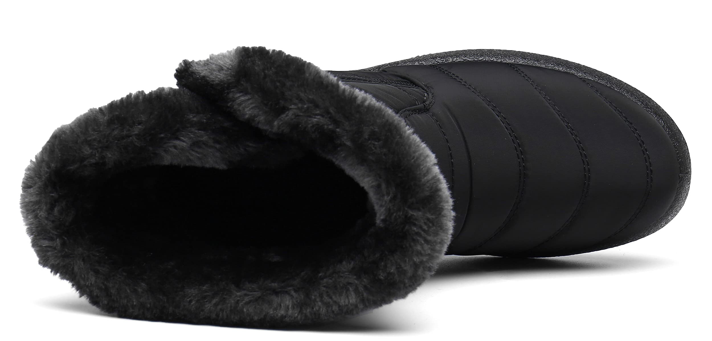 Hsyooes Womens Warm Fur Lined Winter Snow Boots Waterproof Ankle Boots Outdoor Booties Comfortable Shoes for Women,Black,11 M US=Label Size 43