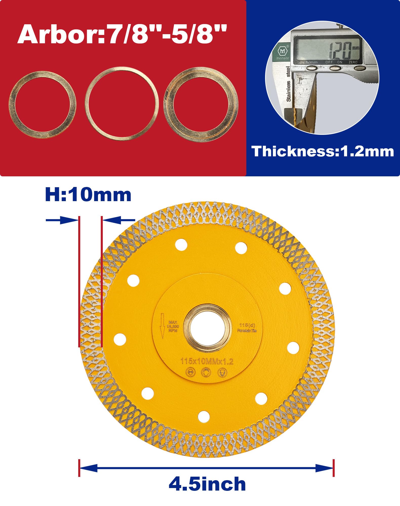2 Pcs/Lot Super Thin Diamond Saw Blade Porcelain Cutting Blade for Cutting Granite Marbles Tiles (4.5-2pcs)……