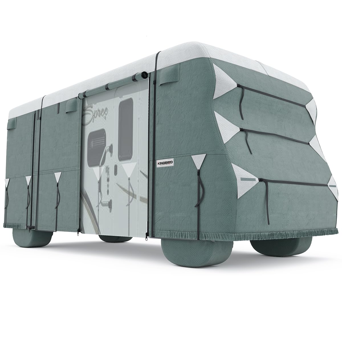 KING BIRD Upgraded Class C RV Cover, Extra-Thick 5 Layers Anti-UV Top Panel, Durable Camper Cover, Fits 20'- 23' Motorhome -Breathable, Water-Proof, Rip-Stop with 2Pcs Extra Straps & 4 Tire Covers