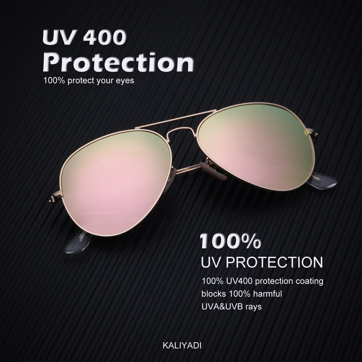 KALIYADI Classic Aviator Sunglasses for Men Women Driving Sun glasses Polarized Lens UV Blocking (3 Pack) 58mm