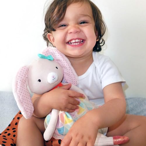 B. toys- B. softies- 15" Plush Bunny- Soft Stuffed Animal for Baby, Toddler, β Orange & Pastel Outfit- Washable Rabbit- Tippy Toes- Becky Bunny- 0 Months +