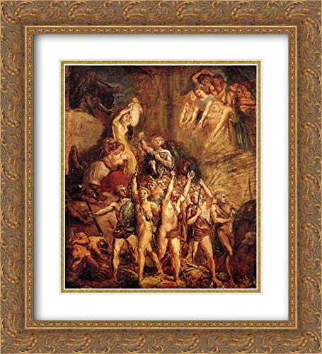 La D?Fense Des Gaules 20x22 Gold Ornate Frame and Double Matted Museum Art Print by Theodore Chasseriau