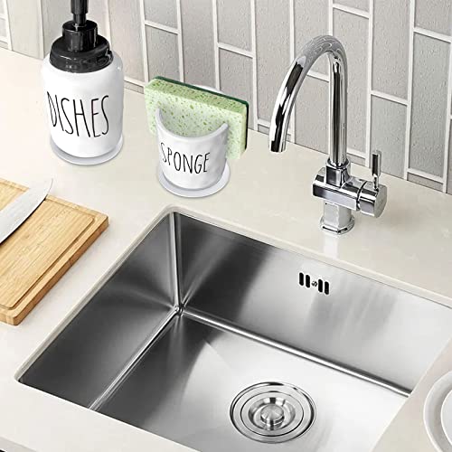ASAMKING Sponge Holder Caddy, White Sponge Holder for Kitchen Sink,Farmhouse Sink Sponge Holder, Ceramic Porcelain Cup for Sponges,Sponge Warm Home ,Milky White.