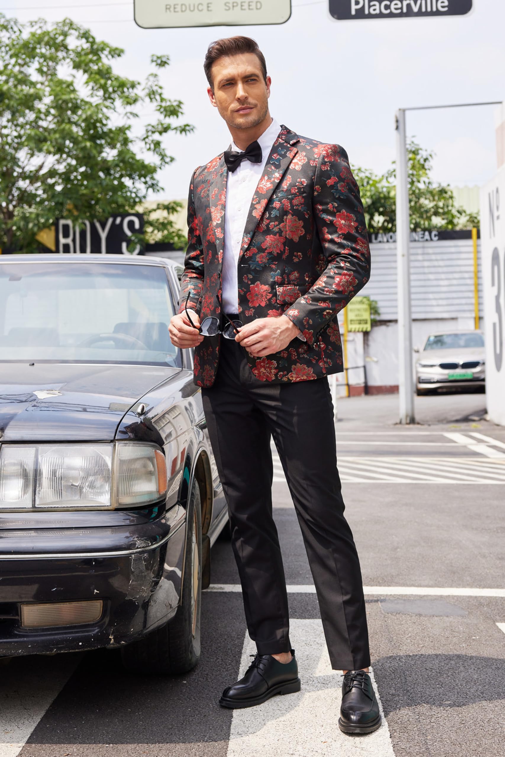 COOFANDY Mens Christmas Tuxedo Jackets Slim Fit Suit Blazer Jacket for Dinner Party Prom Wedding