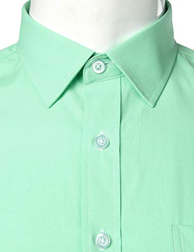 ZEROYAA Men's Long Sleeve Micro Twill Dress Shirt Basic Slim Fit Button Up Business Formal Shirts with Pocket ZYSGCL02 Light Green Medium