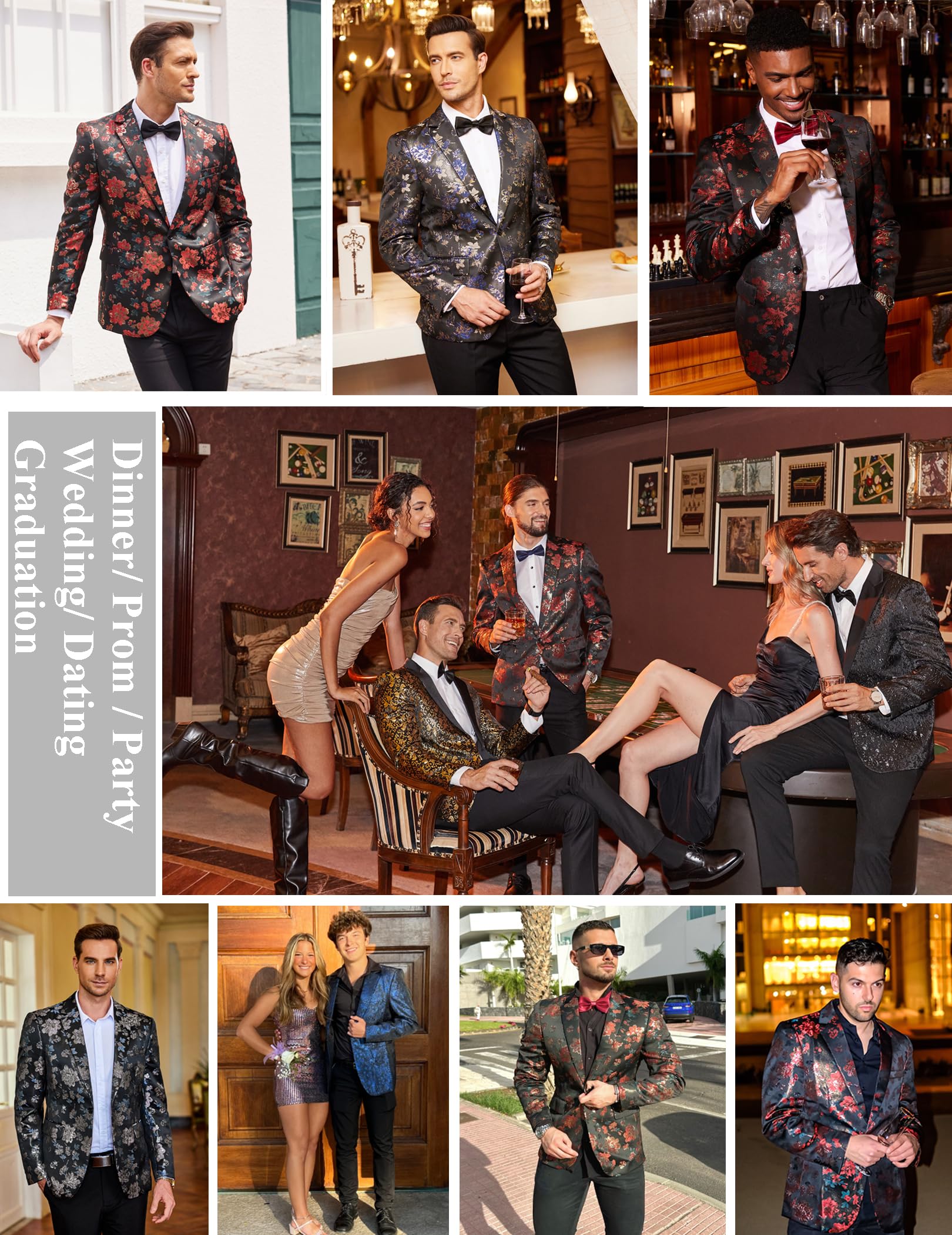 COOFANDY Mens Christmas Tuxedo Jackets Slim Fit Suit Blazer Jacket for Dinner Party Prom Wedding