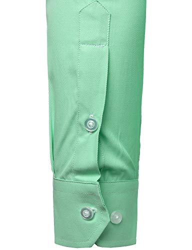 ZEROYAA Men's Long Sleeve Micro Twill Dress Shirt Basic Slim Fit Button Up Business Formal Shirts with Pocket ZYSGCL02 Light Green Medium
