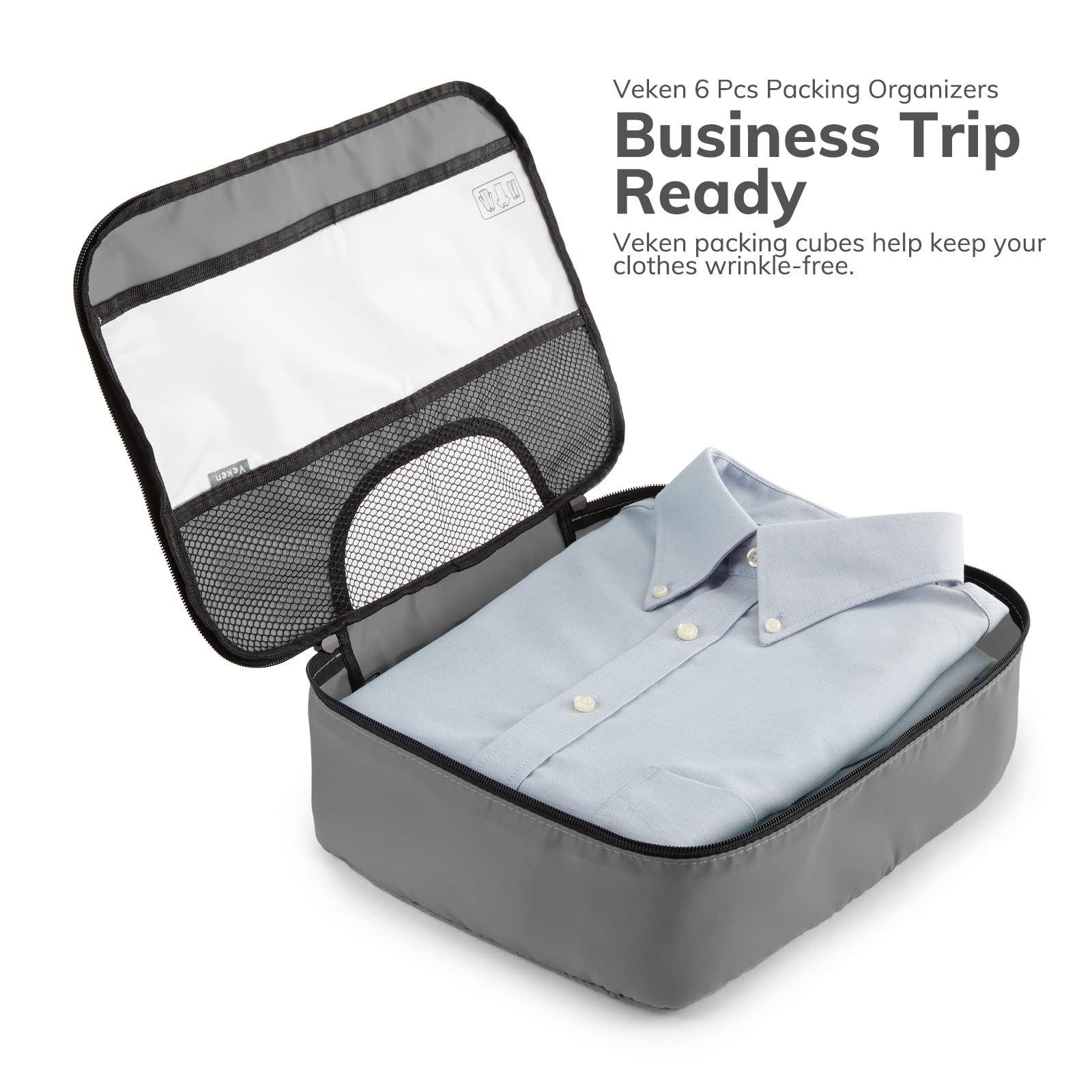 Veken 6 Set of Various Size Packing Cubes for Travel, Suitcase Organizer Bags Set with Shoe Bag, Luggage Organizer for Travel Accessories Cruise Essentials
