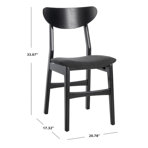 Safavieh Home Lucca Retro Black and Black Cushion Dining Chair, Set of 2, Wood