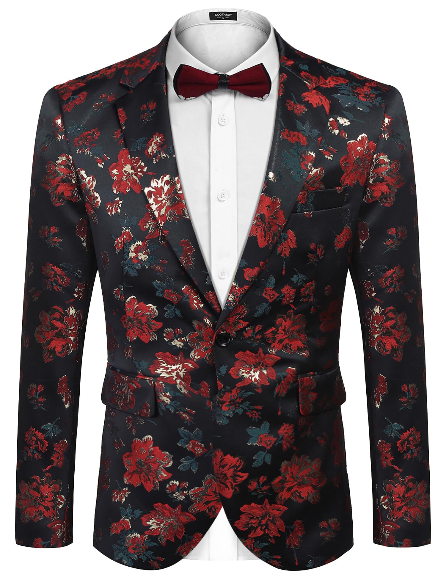 COOFANDY Mens Christmas Tuxedo Jackets Slim Fit Suit Blazer Jacket for Dinner Party Prom Wedding