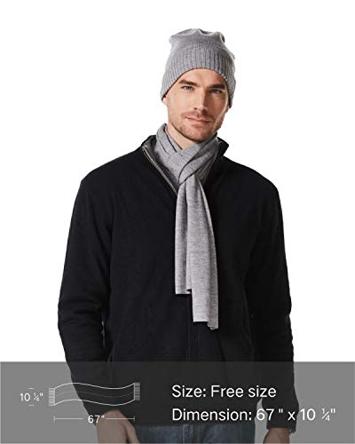 EURKEA 100% Merino Wool Winter Soft and Cozy Scarf for Men, Medium Grey, Free Size