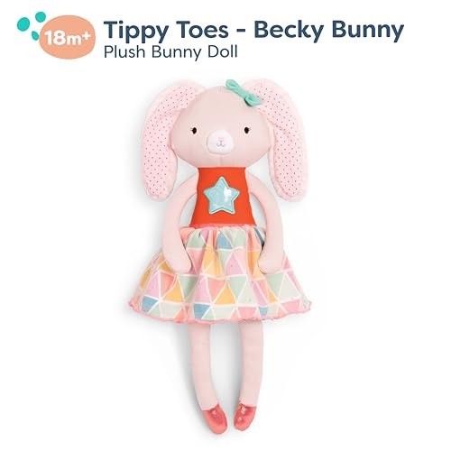 B. toys- B. softies- 15" Plush Bunny- Soft Stuffed Animal for Baby, Toddler, β Orange & Pastel Outfit- Washable Rabbit- Tippy Toes- Becky Bunny- 0 Months +
