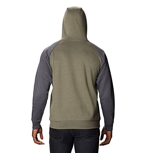 Columbia Men's Hart Mountain II Hoodie, Stone Green Heather/Shark Heather, Large