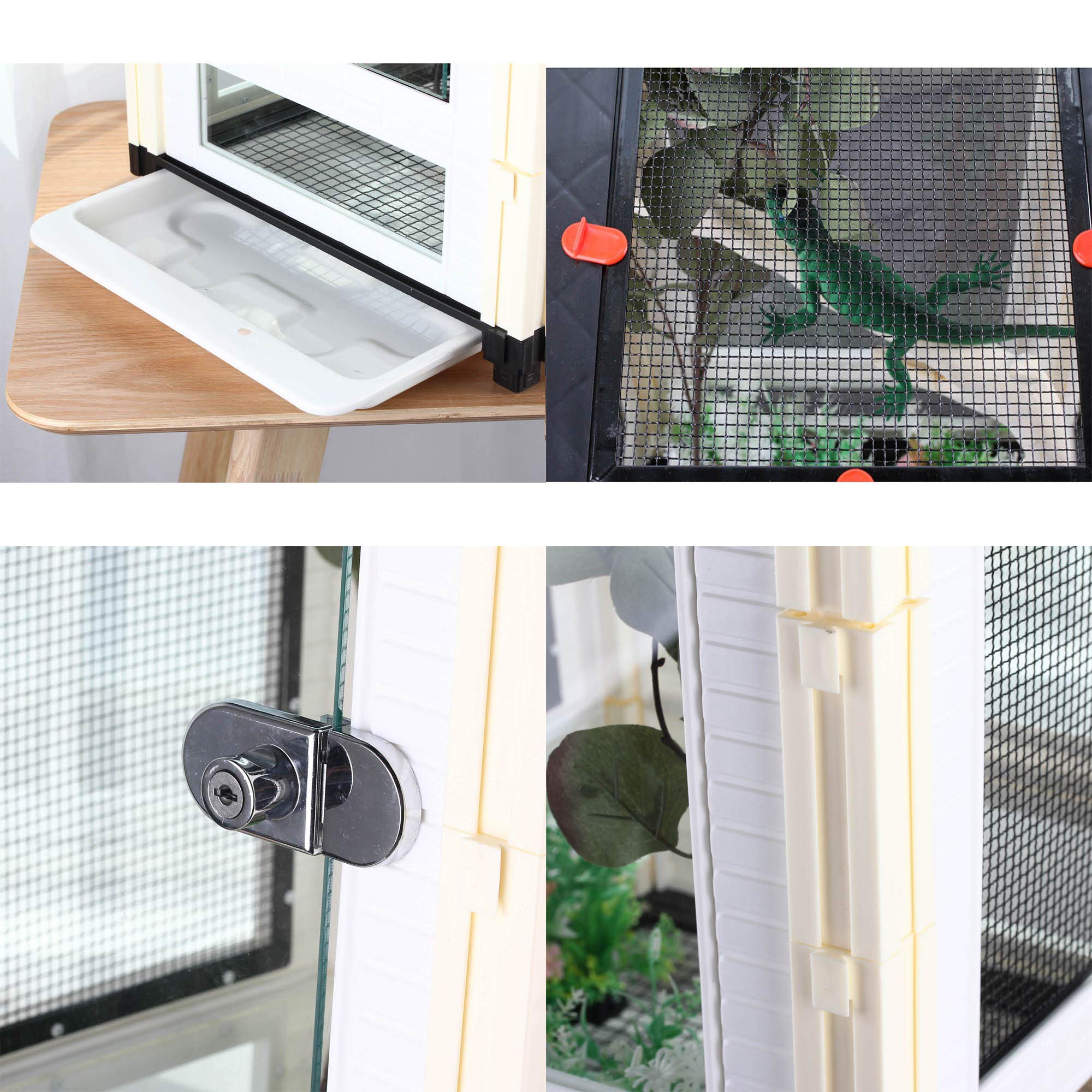 crapelles 15.7x15.7x23.6 inches Bird Cage, Amphibian Habitat, Reptile Tank, Pet Box, Easy Assembly White Ventilation Cage for Hamster, Chinchillas, Hedgehog, Snake,Lizard, Parrot