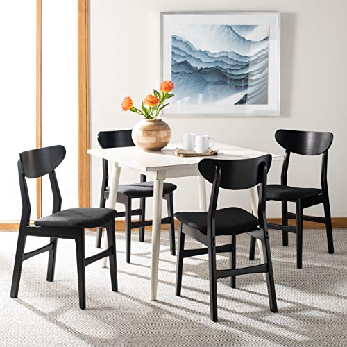 Safavieh Home Lucca Retro Black and Black Cushion Dining Chair, Set of 2, Wood