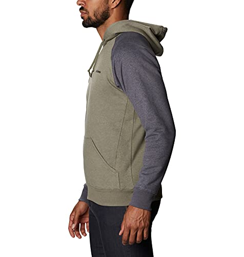 Columbia Men's Hart Mountain II Hoodie, Stone Green Heather/Shark Heather, Large