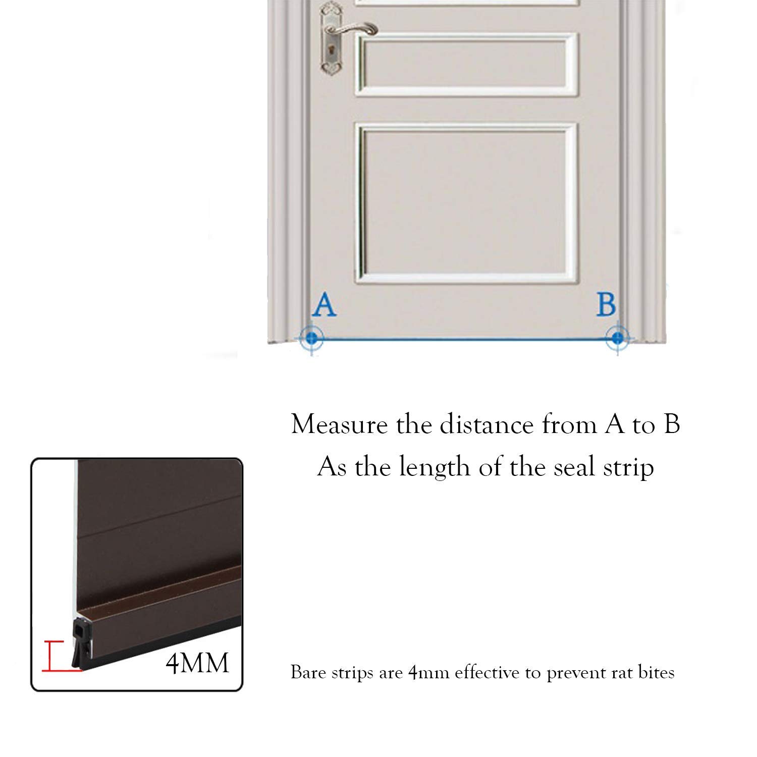 BAINING Metal Door Draft Stopper, 36 Inch Under Door Sweep Bottom Blocker with Rubber Seal Strip, Aluminum Sweeps for Home Doors Rodent Proof, Brown