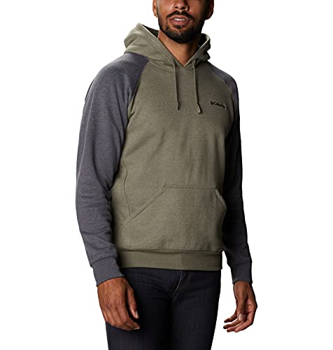 Columbia Men's Hart Mountain II Hoodie, Stone Green Heather/Shark Heather, Large