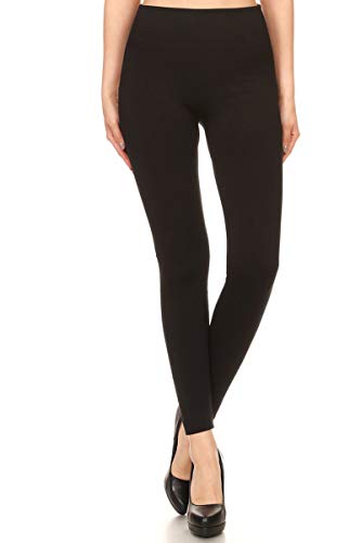 Leggings Depot High Waisted Warm Fleece Lined Leggings Women Tights (Black, One Size)