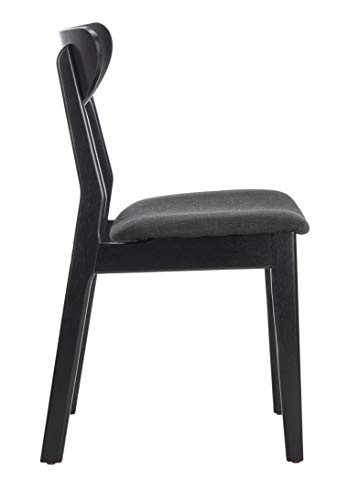 Safavieh Home Lucca Retro Black and Black Cushion Dining Chair, Set of 2, Wood