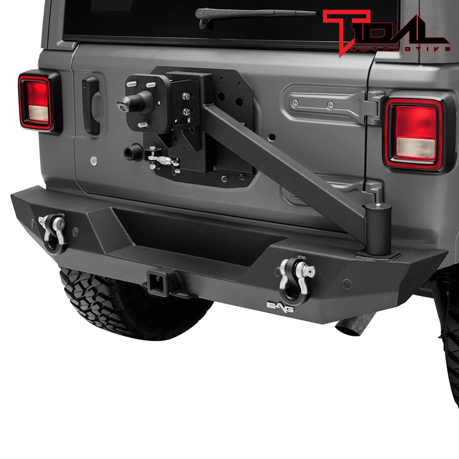 Tidal Steel Rear Bumper with Tire Carrier and Linkage Fit for 18-22 Wrangler JL