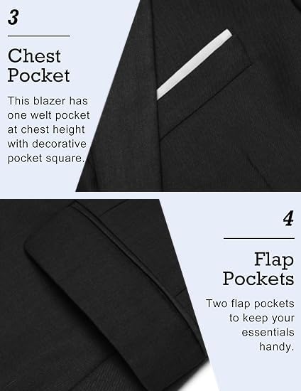 COOFANDY Men's Slim Fit Casual Blazers Lightweight Sport Coats One Button Suit Jackets Black