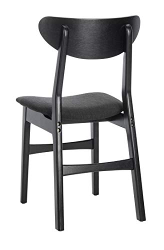 Safavieh Home Lucca Retro Black and Black Cushion Dining Chair, Set of 2, Wood