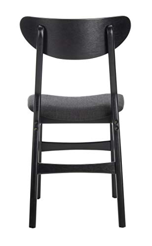 Safavieh Home Lucca Retro Black and Black Cushion Dining Chair, Set of 2, Wood