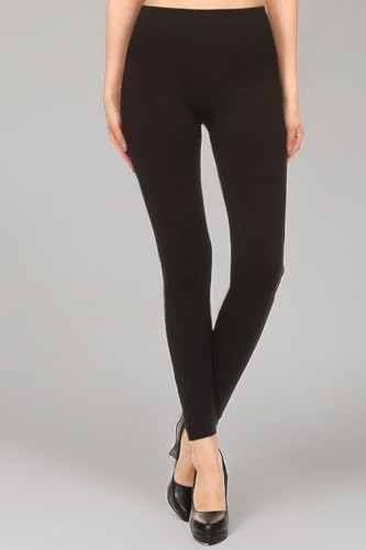 Leggings Depot High Waisted Warm Fleece Lined Leggings Women Tights (Black, One Size)