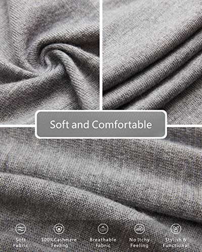 EURKEA 100% Merino Wool Winter Soft and Cozy Scarf for Men, Medium Grey, Free Size