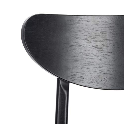 Safavieh Home Lucca Retro Black and Black Cushion Dining Chair, Set of 2, Wood