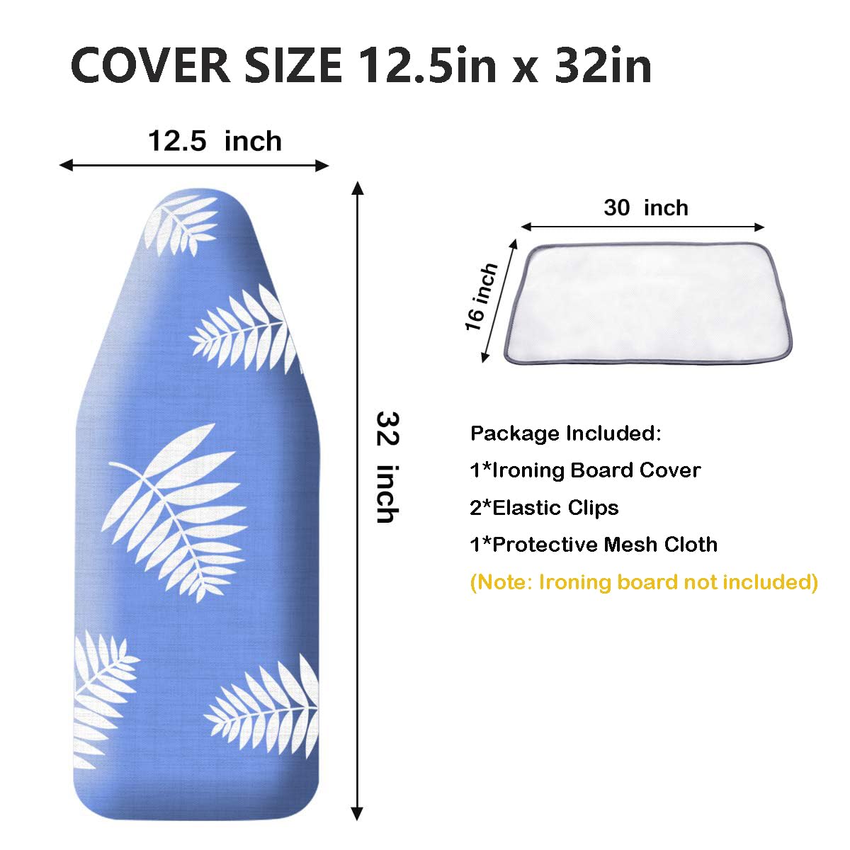 SheeChung 12.5 x 32 Inch Mini Ironing Board Cover - with 100% Cotton Iron Cover and Extra Thick Pad,Resists Scorching and Staining,Fits for Small Tabletop Ironing Board (Ironing Board Not Included)