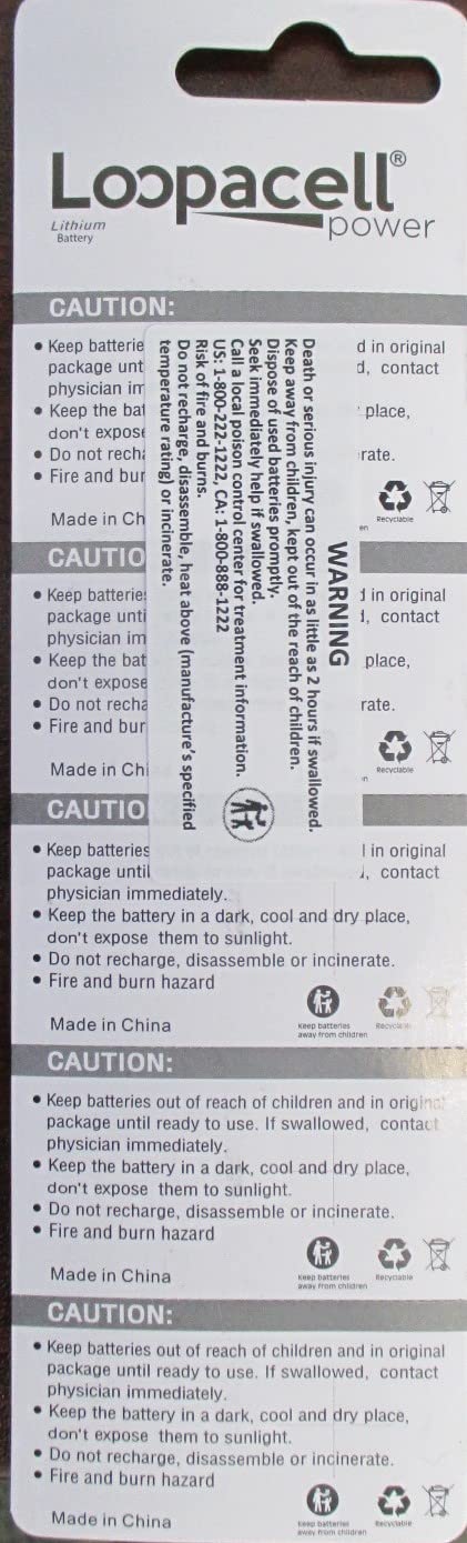 LOOPACELL AG13 LR44 L1154 357 76A A76 Button Cell Battery 10 Pack