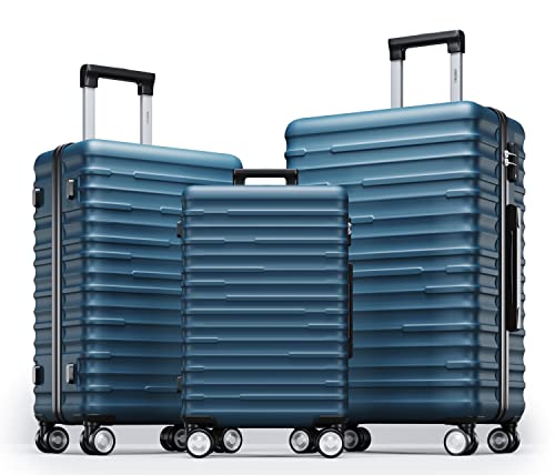 Merax Hardside Luggage Set with TSA Lock and Spinner Wheels 3 Piece Hardshell Lightweight Suitcase Set 20inch 24inch 28inch Navy Blue