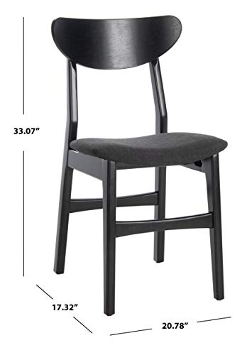 Safavieh Home Lucca Retro Black and Black Cushion Dining Chair, Set of 2, Wood