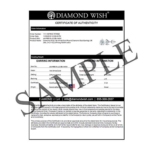 Diamond Wish 1/2 Carat Lab Grown Diamond Round Stud Earrings for Women in 14k White Gold (E-F, VS1-VS2, 0.50 cttw) 3-Prong Martini Setting Screw Back