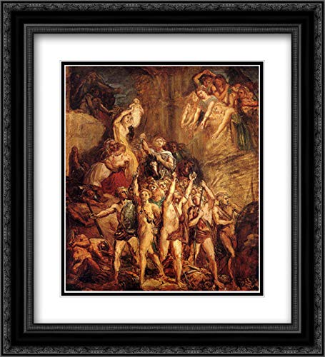 La D?Fense Des Gaules 20x22 Black Ornate Frame and Double Matted Museum Art Print by Theodore Chasseriau