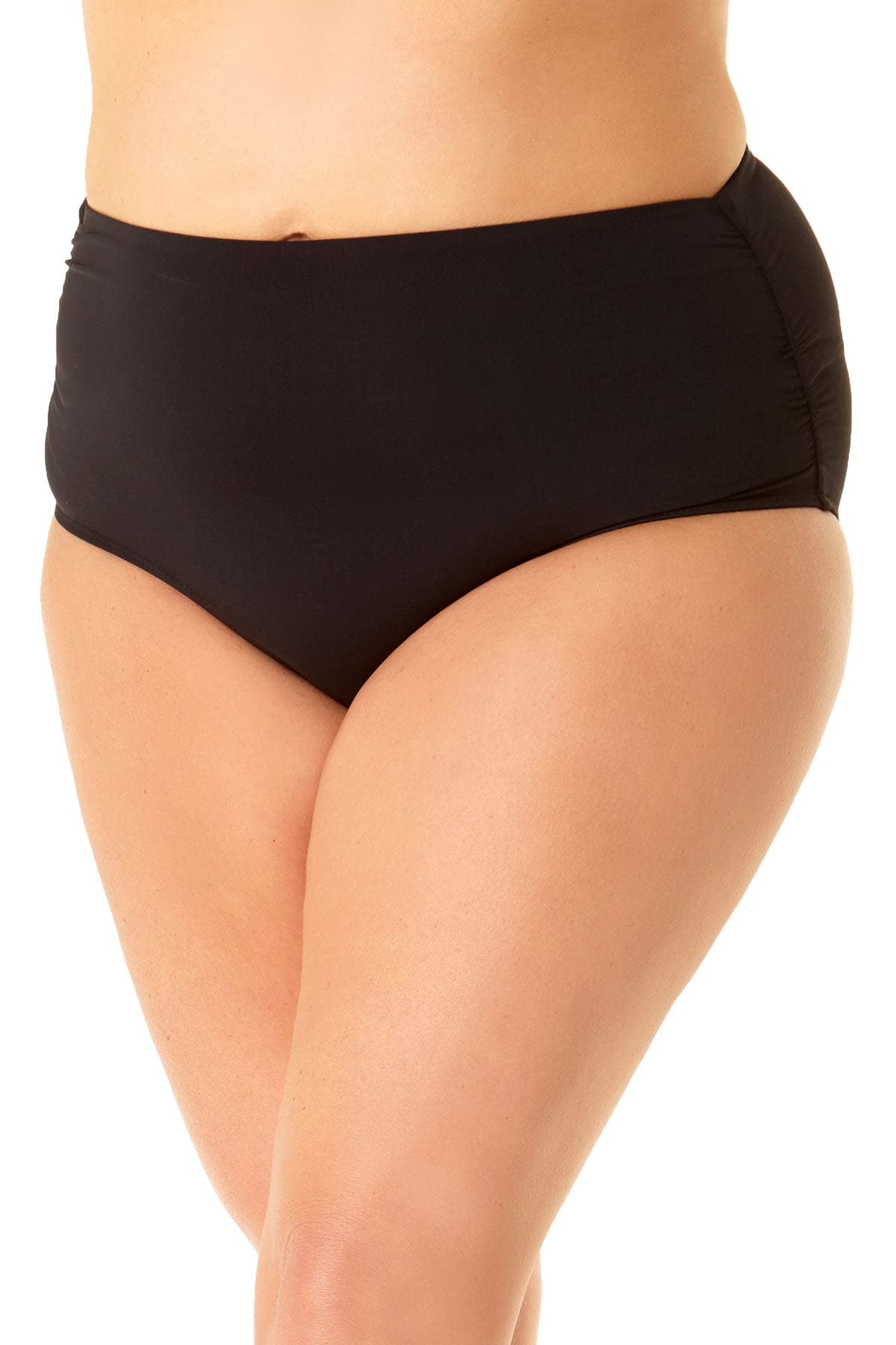 Anne Cole Women's High Waist Fold Over Double Lined Bikini Swim Bottom, Black, 18W