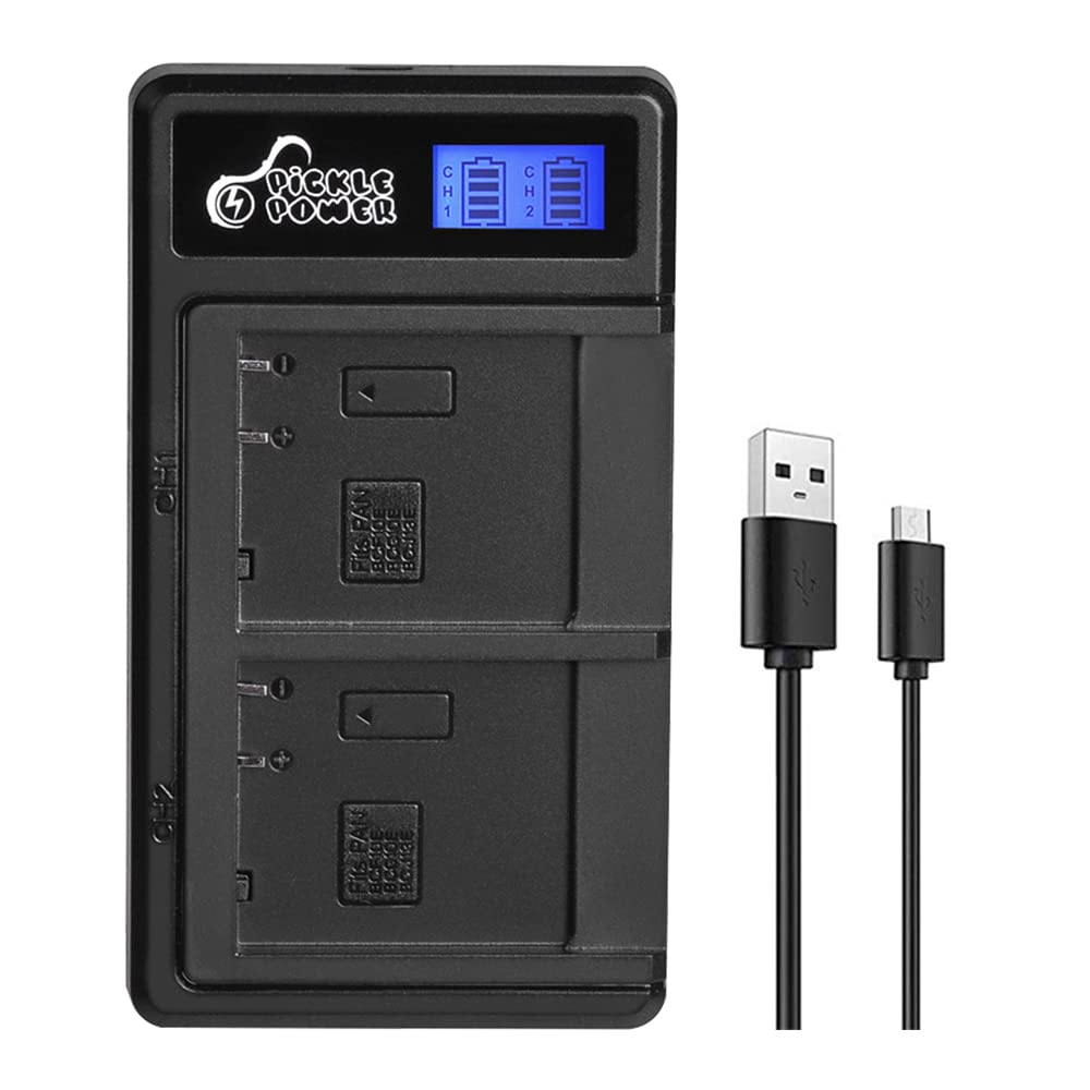 Pickle Power DMW-BCK7 Battery, 2 Pack 1200mAh DMW-BCK7E DMW-BCK7PP Battery and LCD Dual USB Charger Replacement for Panasonic Lumix DMC-S5 DMC-FP5 DMC-FP7 DMC-FH2 DMC-FH5 FH24 FH25 FH27 FS16 FS18