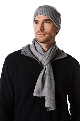 EURKEA 100% Merino Wool Winter Soft and Cozy Scarf for Men, Medium Grey, Free Size