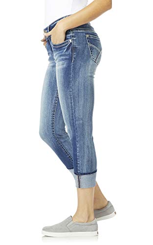 WallFlower Women's Luscious Curvy 23.5'' Crop Mid-Rise Insta Stretch Juniors (Standard and Plus), Jenna, 15