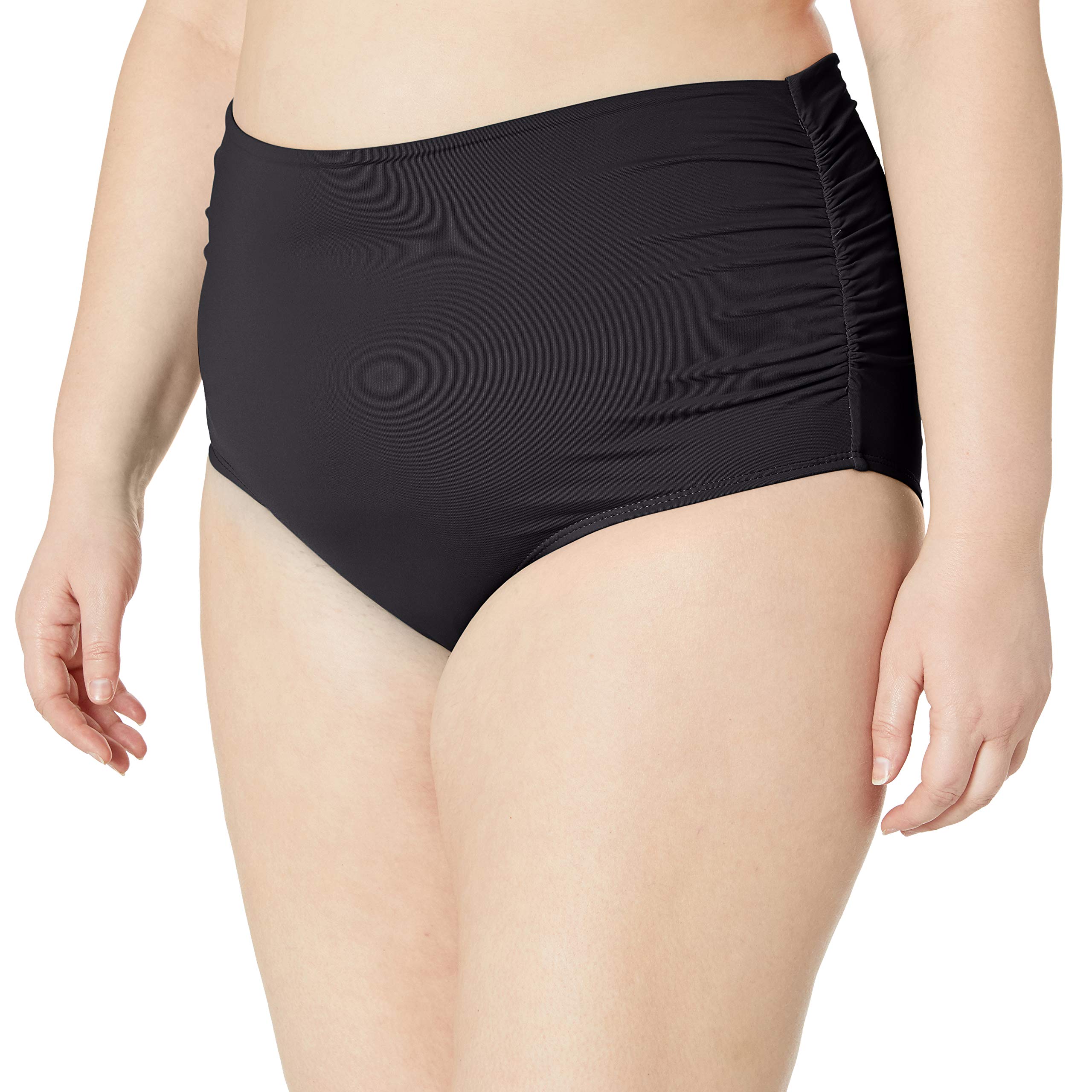Anne Cole Women's High Waist Fold Over Double Lined Bikini Swim Bottom, Black, 18W