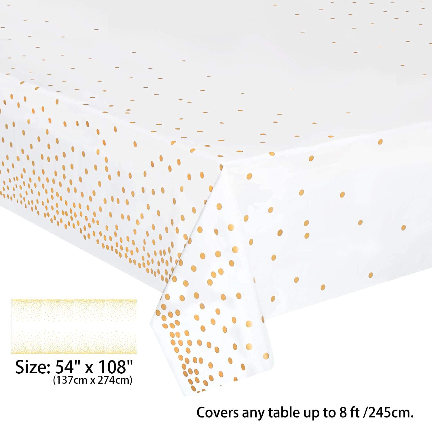 hapray 193 PCS Disposable Paper Plates Gold Party Supplies, Golden Polka Dots Birthday and Baptism Decorations, include Plates and Cups, Napkins, Plastic Tablecloth for Baby Shower Wedding Christmas