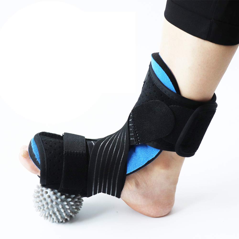 MHKGIOA Plantar Fasciitis Night Splint - Foot Drop Brace Splint with Spiky Massage Ball for Ankle Sprain,Achilles Tendinitis & Pain Relief