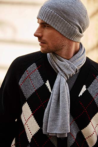 EURKEA 100% Merino Wool Winter Soft and Cozy Scarf for Men, Medium Grey, Free Size