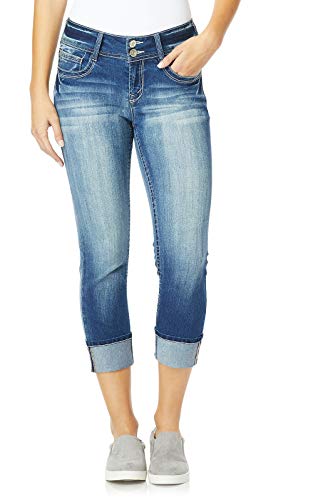 WallFlower Women's Luscious Curvy 23.5'' Crop Mid-Rise Insta Stretch Juniors (Standard and Plus), Jenna, 15