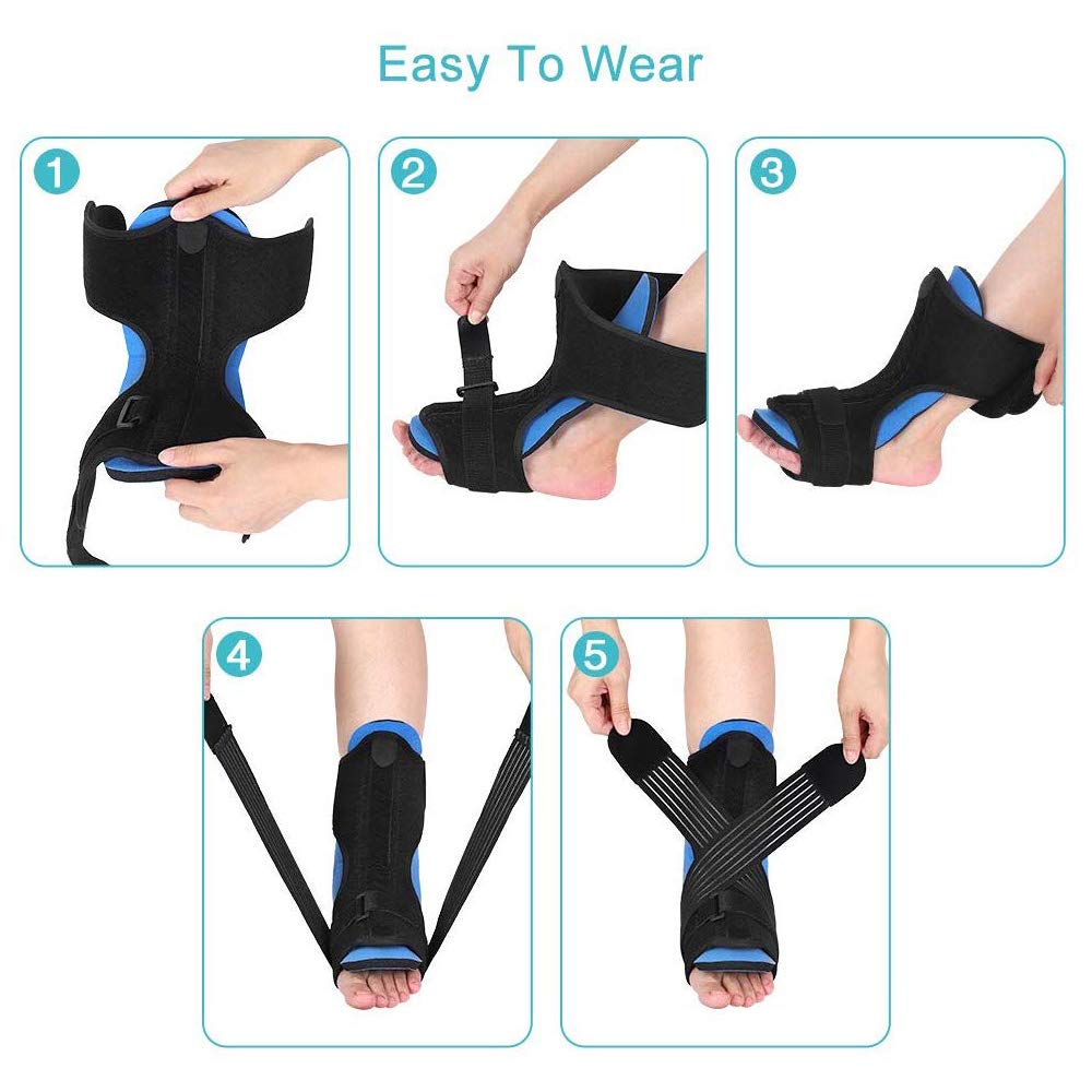 MHKGIOA Plantar Fasciitis Night Splint - Foot Drop Brace Splint with Spiky Massage Ball for Ankle Sprain,Achilles Tendinitis & Pain Relief