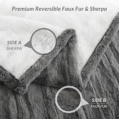 HOMLYNS Electric Heated Blanket Twin Size with 1-12hrs Timer Auto-Off &10 Heating Levels,Faux Fur & Sherpa Heating Blanket ETL Certified Machine Washable (62βx84β,Grey)
