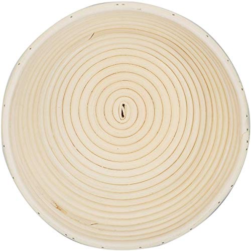 eoocvt 5.1 inch Round Banneton Brotform Bread Dough Proofing Rising Rattan Handmade Basket with Linen Liner Cloth - 13 x 6cm